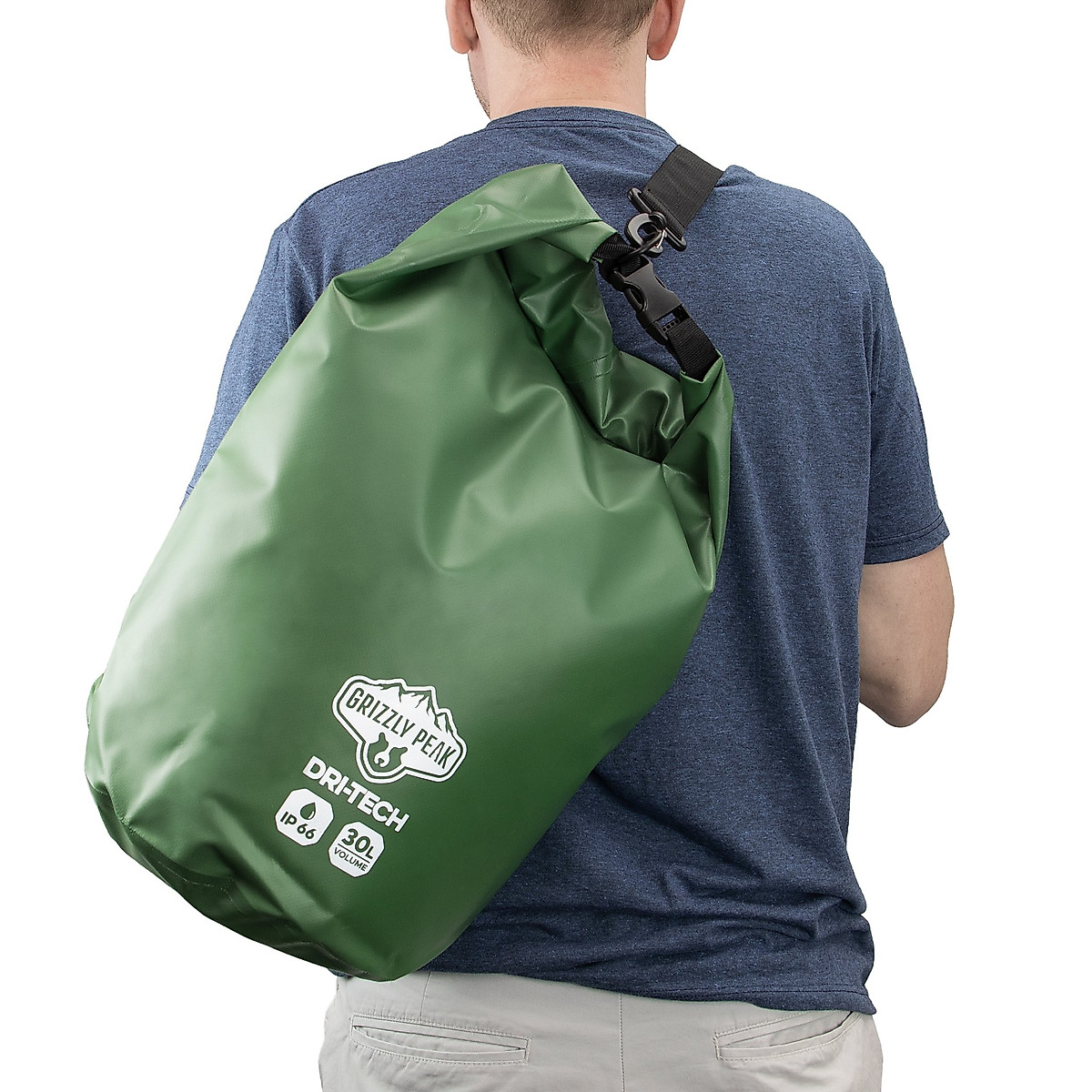 Grizzly Peak Dri-Tech Waterproof IP 66 Lightweight Roll-Top Sack Dry Bag with Adjustable Straps, 40 L