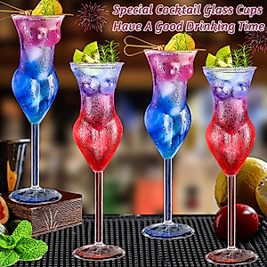 Wine Glass Cocktail Glasses Set of 4 Beauty Lady Woman Goblet Glass Drinking Cups 6.8oz Glassware for Cocktails Whiskey Wine Beer Milk Champagne Juice Home Party
