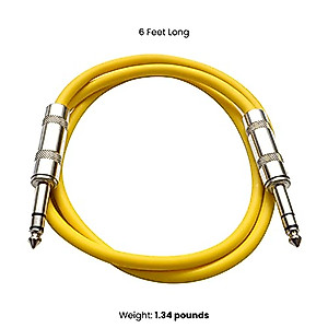 Seismic Audio Speakers ¼” to ¼” TRS Patch Cables, 6 Foot Patch Cables, Pack of 6, Multi Color