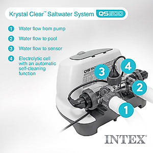 Intex QS500 Krystal Clear Saltwater Chlorine System for Above Ground Pools: Keeps Water Clean and Clear – Reduces Chemical Use – Up to 7000 Gal. Pools