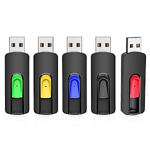 16GB USB 2.0 Stick 5 Pack, MONGERY Retractable USB Memory Flash Drive USB 2.0 Stick 16GB Thumb Drive USB Drive with LED Indicator for Data Storage Jump Drive (16GB 5Pack Mixcolor)