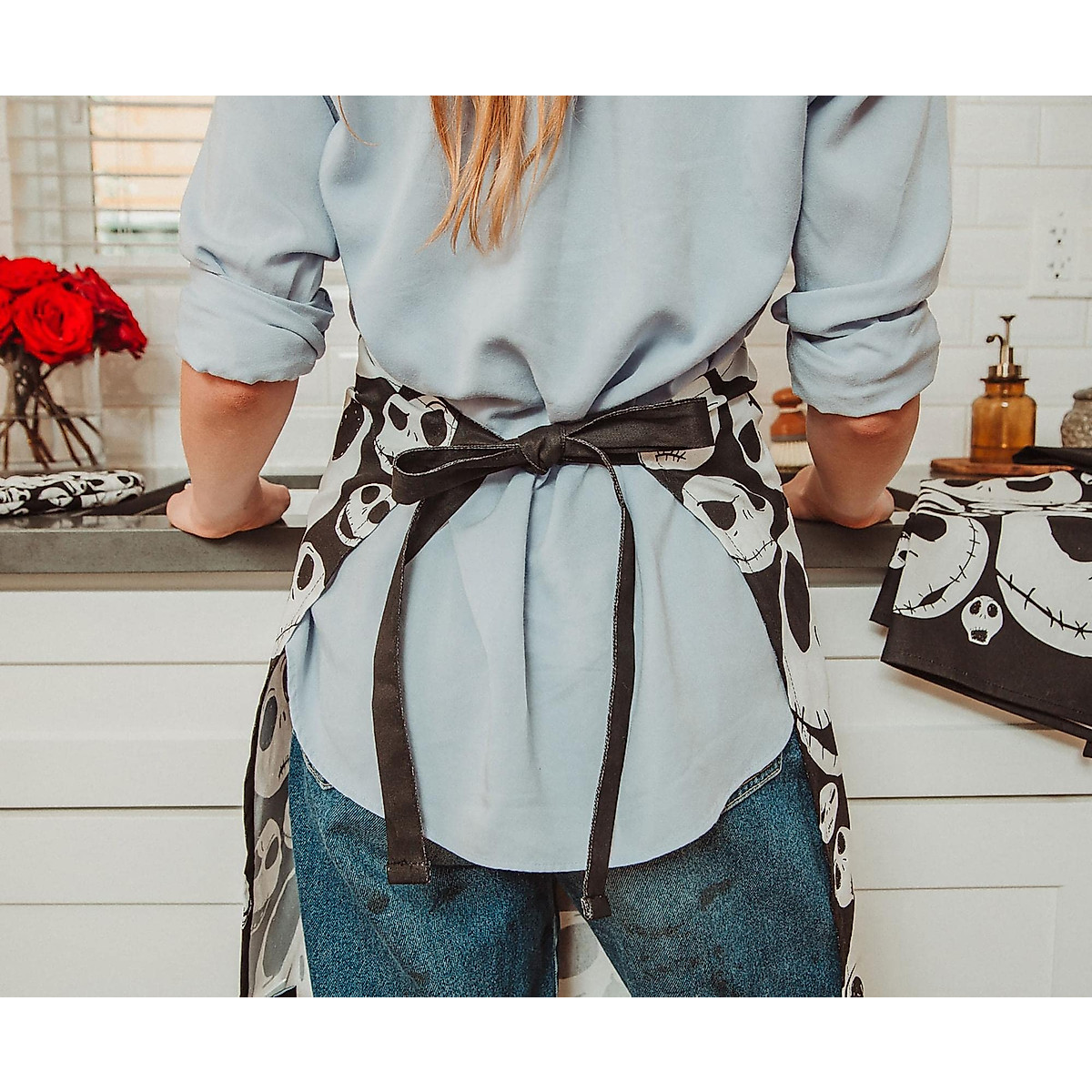 Ukonic Disney The Nightmare Before Christmas Jack Skellington Faces Cooking Apron For Kitchen, Baking, BBQ