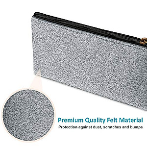 TOPTIE 4PCS Felt Zipper Pen Pouch, DIY Fabric Bank Bag Cash Coin Purse Pouch-Dark Grey