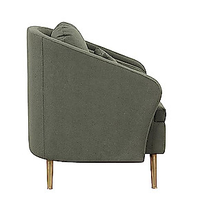 Goohome Mid Century Modern Accent Chair Single Sofa Comfy Upholstered Armchair Living Room Furniture, ReadingChair with Lumbar Pillow and Metal Legs for Bedroom, Lounge