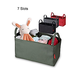 Multifunctional Purse Organizer Insert Liner Stroller Caddy, Universal Fit 7 Slots Stroller Bag Caddy Organizer Console Diaper Storage Accessory Bag(Black)