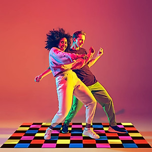 UNICORN ELEMENT Neon Dance Floor Light Up Dance Floor UV Blacklight Reactive Aisle Runners Glow in The Dark, Birthday Disco Neon Party Decoration Supplies 78.7inchx59inch (1 Pack