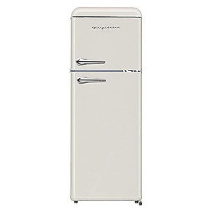 Frigidaire EFR756-CREAM EFR756, 2 Door Apartment Size Retro Refrigerator with Top Freezer, Chrome Handles, 7.5 cu ft, Cream & ESMM100-CREAM Retro Smoothie Maker Blender with Mason Jar, Cream