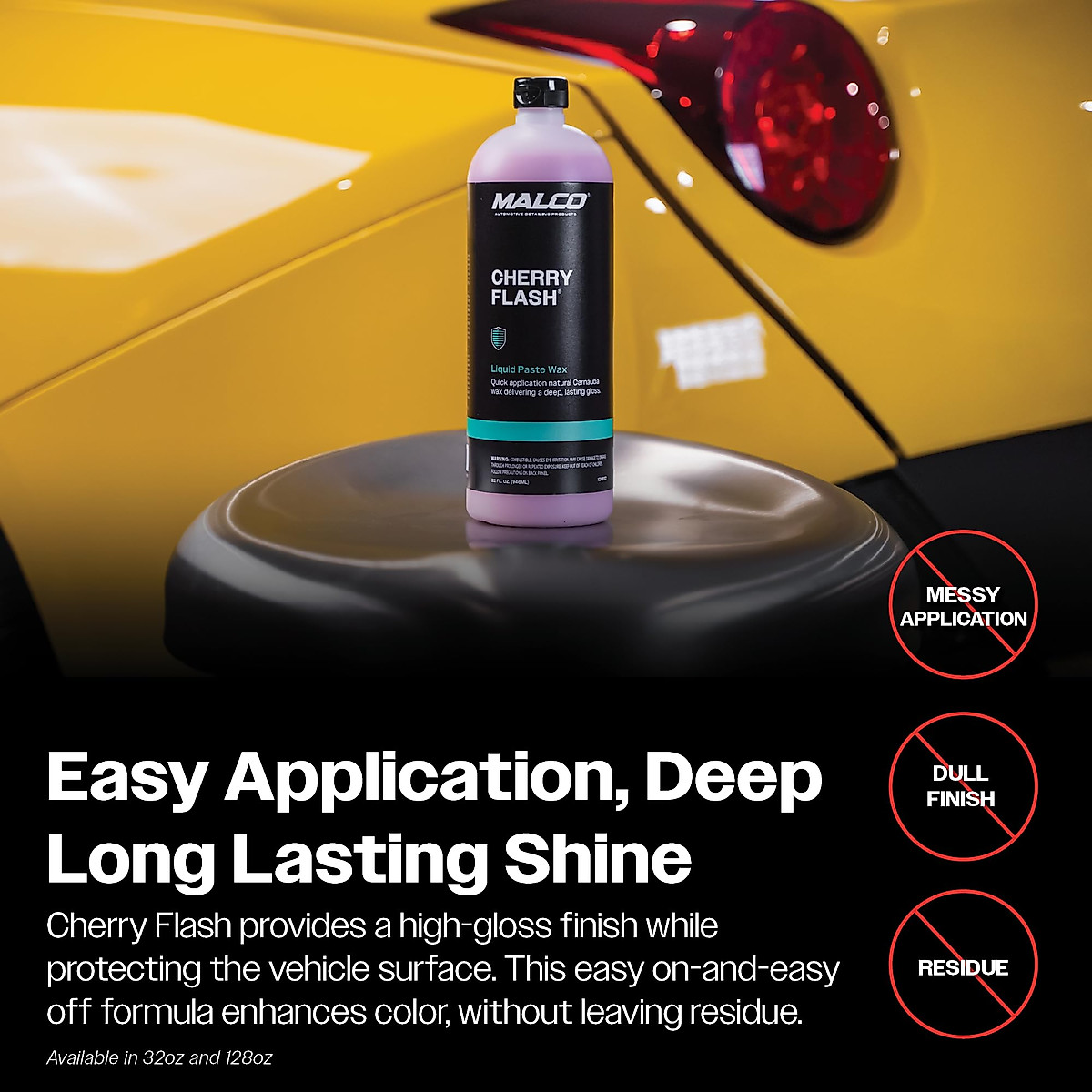 Malco Cherry Flash Automotive Liquid Paste Wax – Protect & Shine Your Vehicle / Easiest Way to Hand Wax Your Car / Lasting Gloss & Protection For Cars, Trucks, Boats and Motorcycles / 32 Oz. (124832)