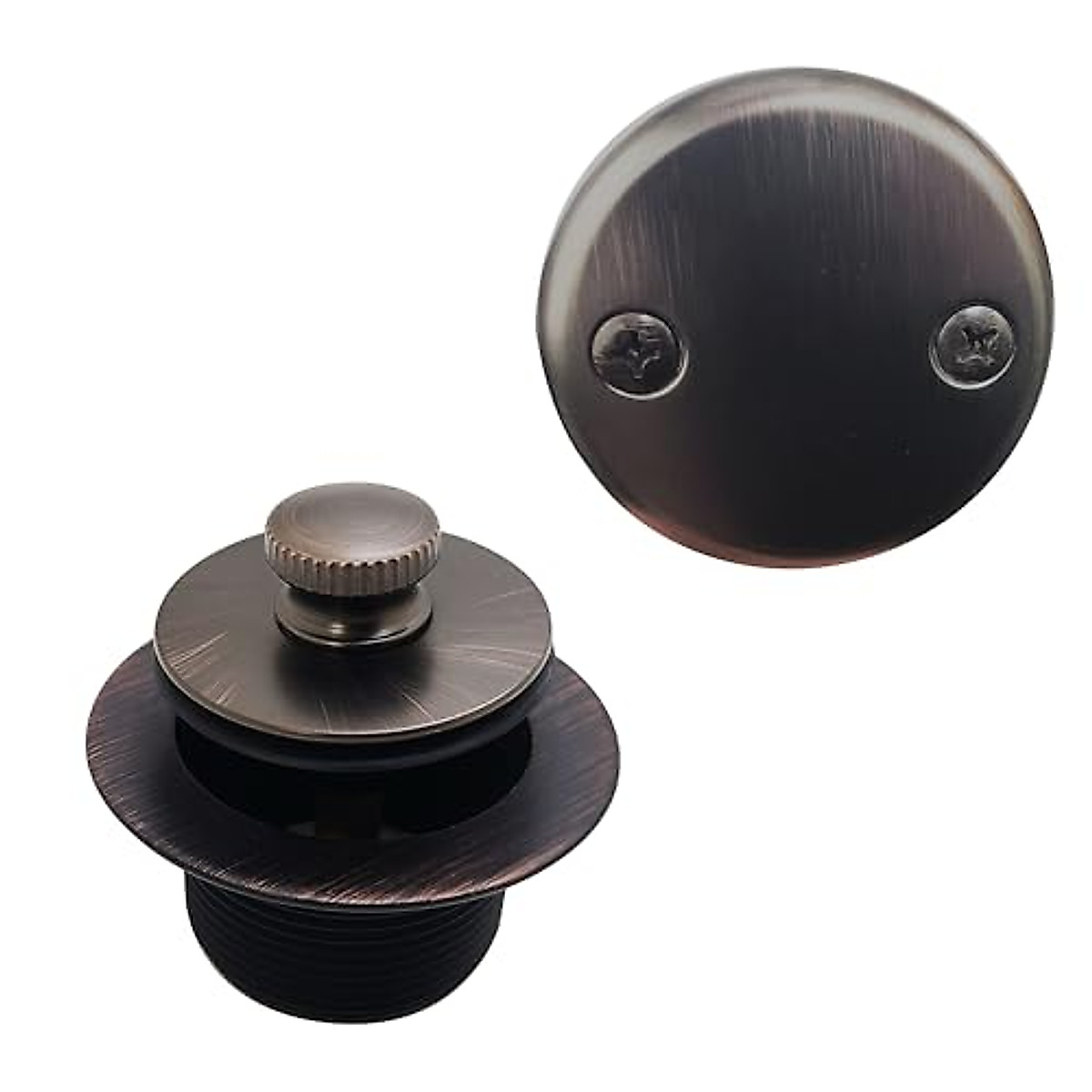 Westbrass D94-2-12A 1-1/2" Coarse Thread Twist & Close Bathtub Drain Trim with Two-Hole Overflow Faceplate, Antique Bronze