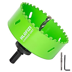 HLOFIZI 4-1/8 Inch Carbide Grit Hole Saw for 4 Inch Recessed Lights, Dryer Vent Hole, Cutting Through Stucco, Ceiling Old Plaster, Drywall, Cement Board with 1-1/2" Depth, Up to 6X Faster