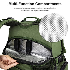 espidoo Diaper Bag Backpack for Dad, Military Tactical Backpack with Molle System, Large Travel Bag Backpack for Men, Black