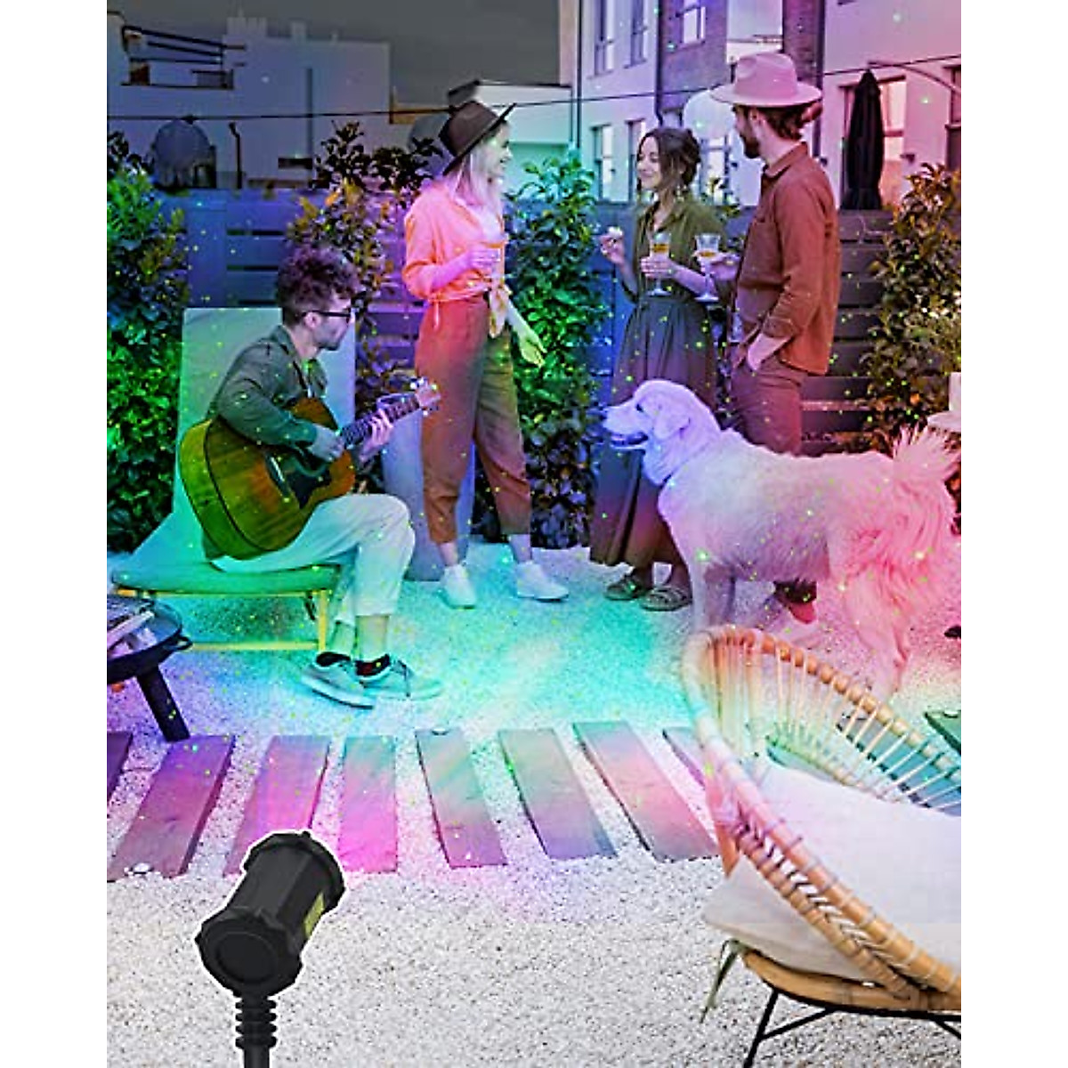 Lunmore Firefly Garden Lights Star Projector Laser Christmas Lights with Colorful LED Background Light