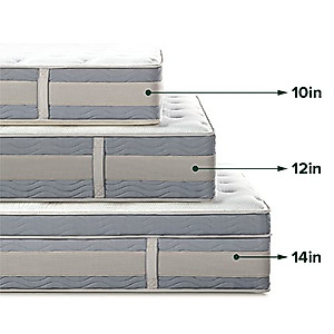 ZINUS 14 Inch Green Tea Cooling Gel Memory Foam Hybrid Mattress / Pocket Innersprings for Motion Isolation / Edge Support, King, White