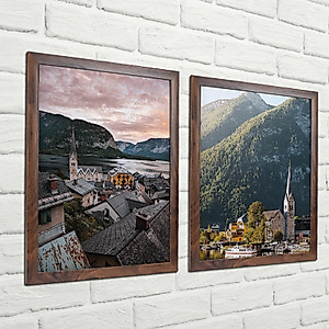 Giftgarden 11x14 Picture Frame Brown Set of 12, Multi Rustic Walnut Wood-Color 11 by 14 Photo Frames Bulk for Wall or Tabletop Display