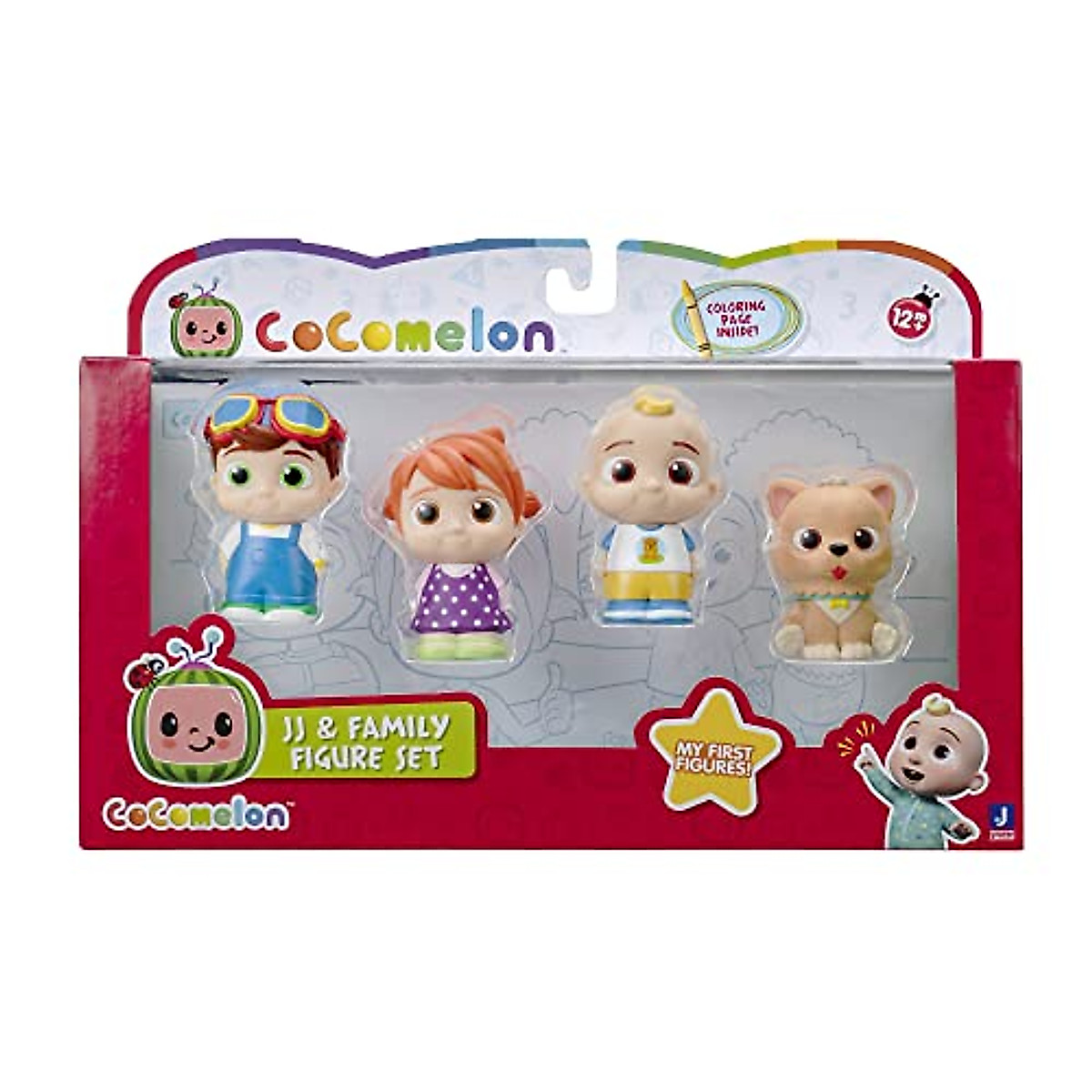 CoComelon 4 Figure Pack - JJ & Family Figure Set - Family and Friends - Includes JJ, YoYo, Tomtom, and Bingo The Dog - Toys for Kids, Infants and Preschoolers