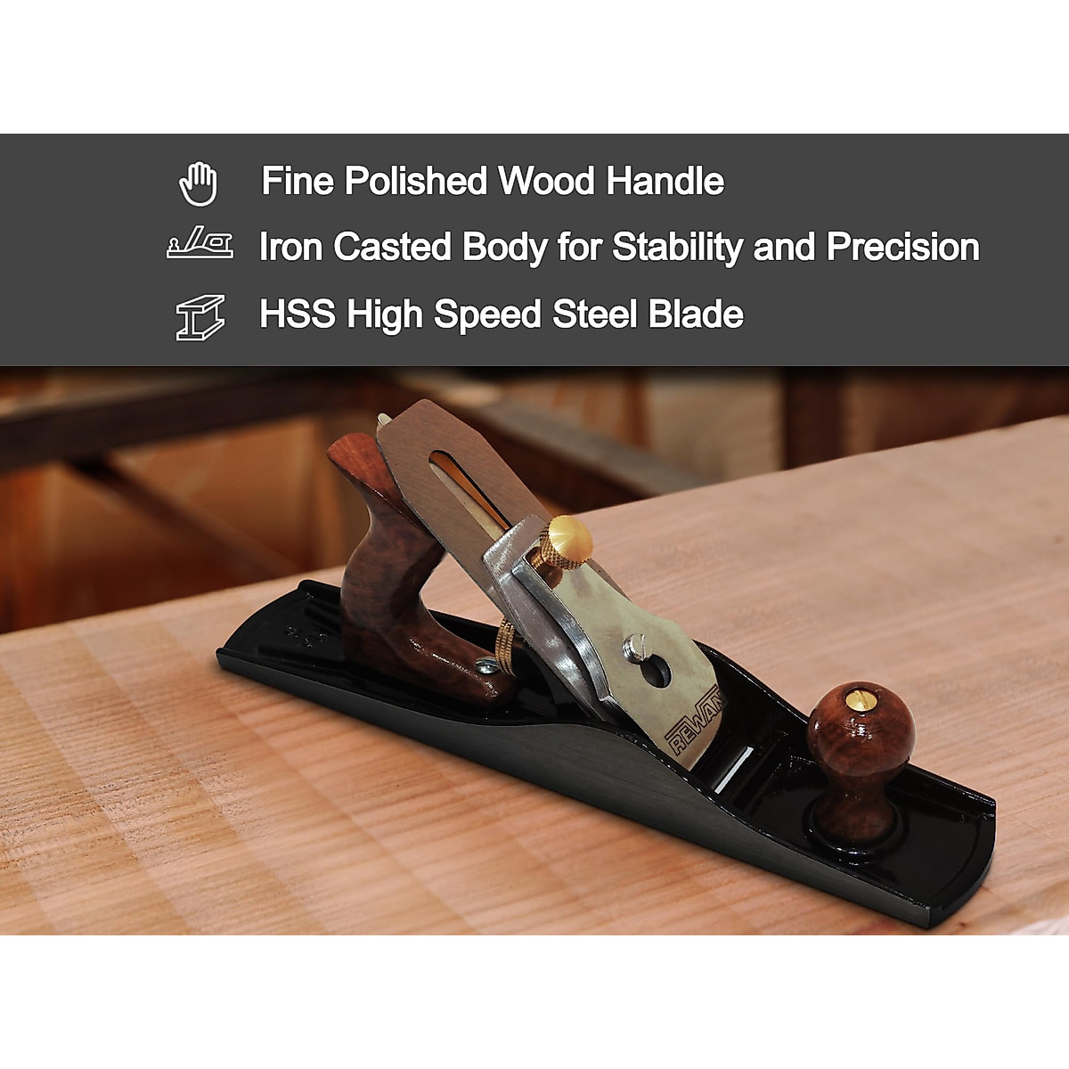 Rewan No 5 Jack Plane Set: Includes Protective Sleeve, Extra Blade, and Jack Plane - Wood Planer Kit - Top Choice for Woodworking Planer - End Plane Tool - Best Planers Woodworking - Wood Planers