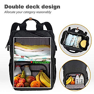 Hap Tim Diaper Bag Backpack,Large Capacity Travel Back Pack Maternity Baby Nappy Changing Bags, Double Compartments with Stroller Straps,Waterproof,Black (US7340-DG)