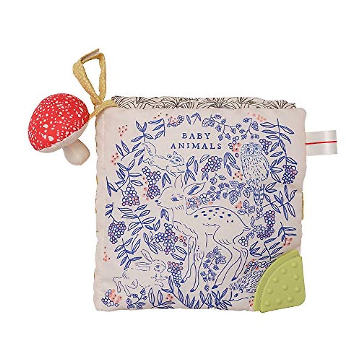 Manhattan Toy Deer One Soft Activity Crinkle Book & Fold Out Pat Mat for Baby , Toddler with Squeaker, Discovery Mirror and Teether Large