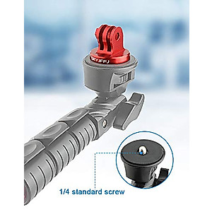 Aluminum-Tripod Adapter Attachment- Bolt -Adapter for Monopod Mount with Aluminum CNC Thumbscrew Compatible Action Camera gopro Hero 9 Tripod Mount DJI OSMO （RED）