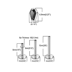 Black Coffin Nose Studs for Women Nostril Piercing Jewelry Surgical Steel Earrings Stud Tragus Helix Conch Coffin Black Cartilage Earring for Halloween with 18g 6mm 8mm 10mm Internally Threaded Posts