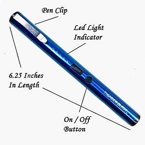 Thunder Blast OTH220 6.25inch Tactical Pen HIGH Power STUN Gun TAZOR WMicro USB Charger for SELF Defense USE ONLY. , Blue