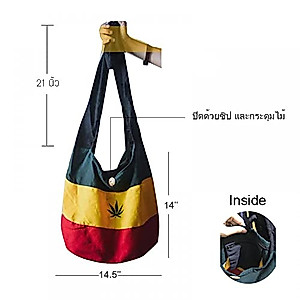 Hippie Crossbody Cotton Bag Thai Top Zip Hobo Sling Bag Handmade Hipster Messenger Shoulder Bag