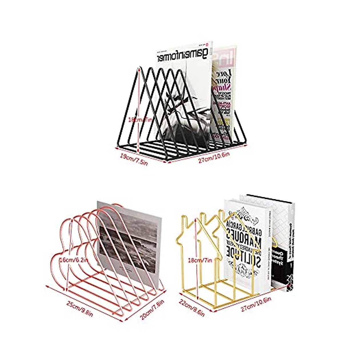 File Rack Bookend Office File Organizer Metal Bookend Support Magazine Rack Art Modeling Desktop Storage Shelf Bookshelf Multifunctional File Organizer Desk Home Office Decoration File Organizer ( Siz
