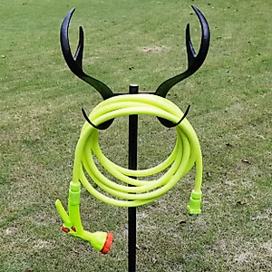 BSTWISH Iron Antler Hose holder - Decorative Hose Butler Hose Reel - Antler Hose Stand Hanger, Heavy Duty Reindeer Water Hose Rack