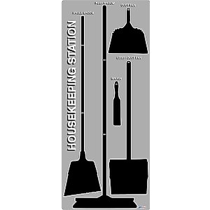 5S Housekeeping Shadow Board Broom Station Gray/Black (with Broom KIt)