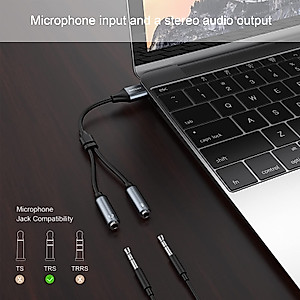 USB Headset Adapter,ANDAPA USB Audio Adapter Stereo External Sound Card with 3.5mm Headphone and Microphone Jack for Windows Mac Linux PC Laptops Desktops PS5