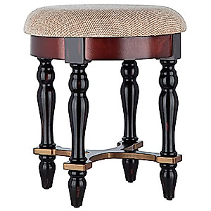 Design Toscano Grand Duchess Vanity Stool, 17 Inch, Walnut