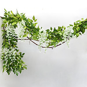 5 Pcs Wisteria Garland Artificial Flower Arch Floral Garland Decor Fake Hanging Flowers for Wedding Arch