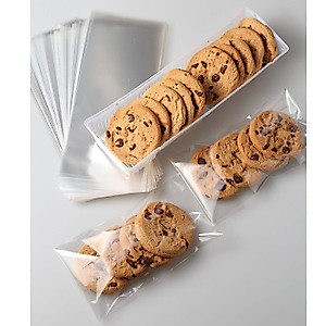 Morepack Cellophane Treat Bags,200 Pcs 3x11 Inches Clear Pretzel Bags,Cello Bags with Twist Ties for Packaging Candies,Cookies