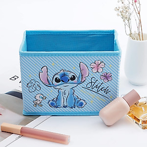 CNEISEJK Stitch Collapsible Storage Box Stitch Cosmetics Box Foldable Baskets Office Desk Room Decoration Makeup Holder for Women Girls (SN SDZ A 2403)