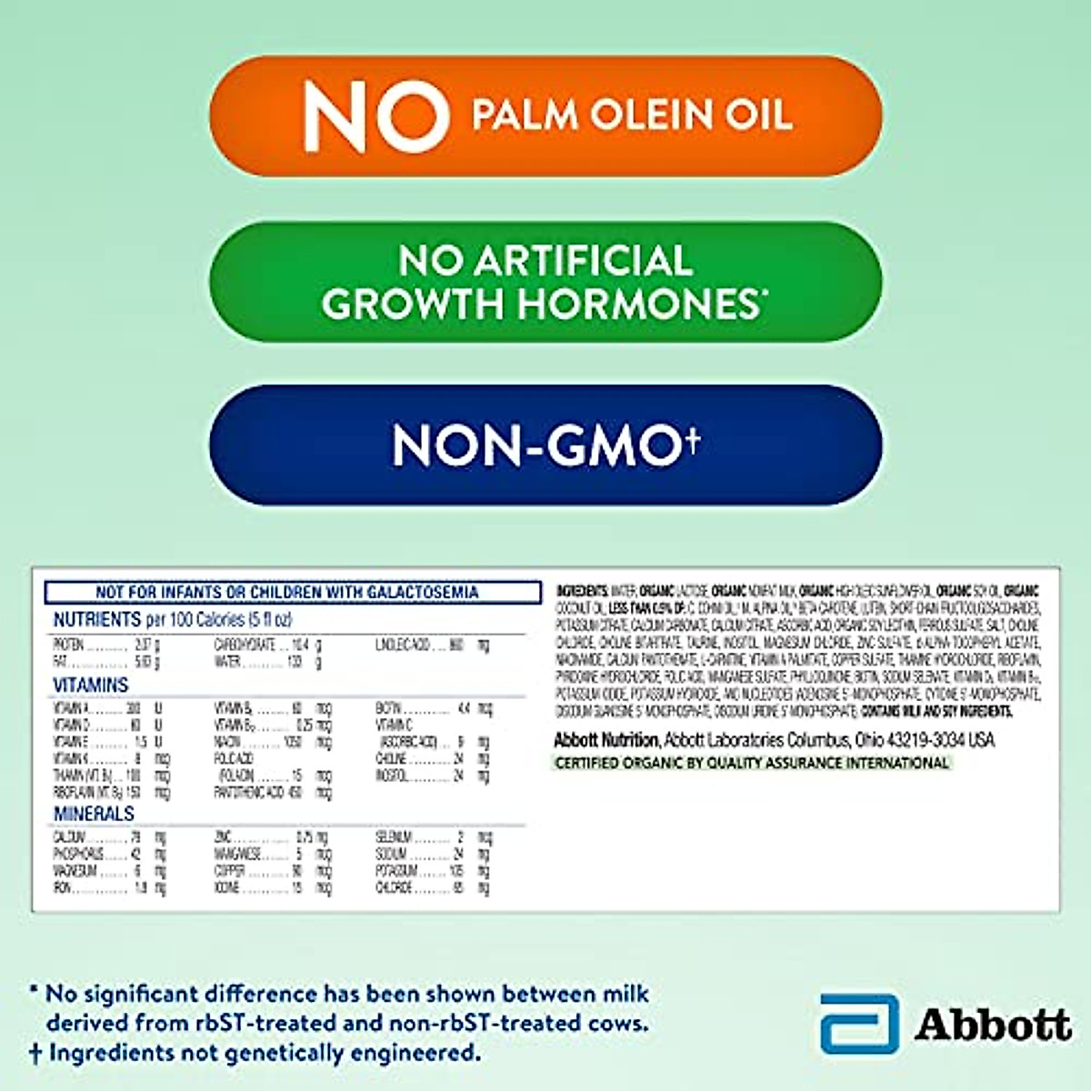 Similac Organic Infant Formula with Iron, Ready to Feed, 2 fl oz bottles (Pack of 48)