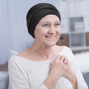 Wimnkuv 2 Pcs Pleated Head Wraps Scarf Turban, Chemo Caps for Cancer Patient, Cancer Headwear for Women