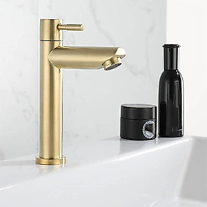 Brushed Gold Bathroom Basin Single Hole Cold Handle Shower Head Faucet Bath for Kitchen Sink Water Tap SUS304 Toilet Hardware