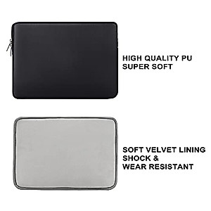 RAINYEAR 11 Inch Laptop Sleeve Soft PU Leather Case Protective Water Resistant Zipper Cover Padded Carrying Bag Compatible with 11.6 MacBook Air Surface for 11" Chromebook Notebook Computer(Black)