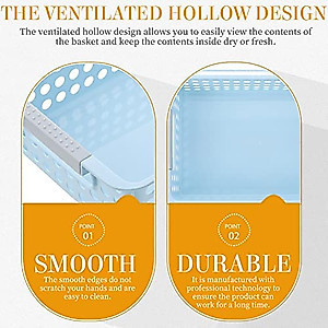 Zerodeko Rectangular Storage Basket 5pcs Plastic Storage Baskets Shelves Small Storage Bins Hollow Desktop Baskets for Closet Shelf Pantry Organizing Home Supplies Blue Makeup Storage Box