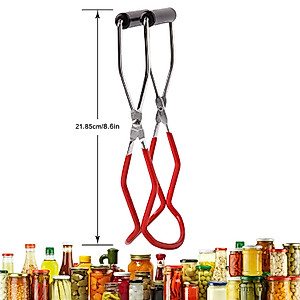 Eeoyu Canning Jar Lifter Tongs Stainless Steel Jar Lifter with Grip Handle for Home Kitchen (Red)