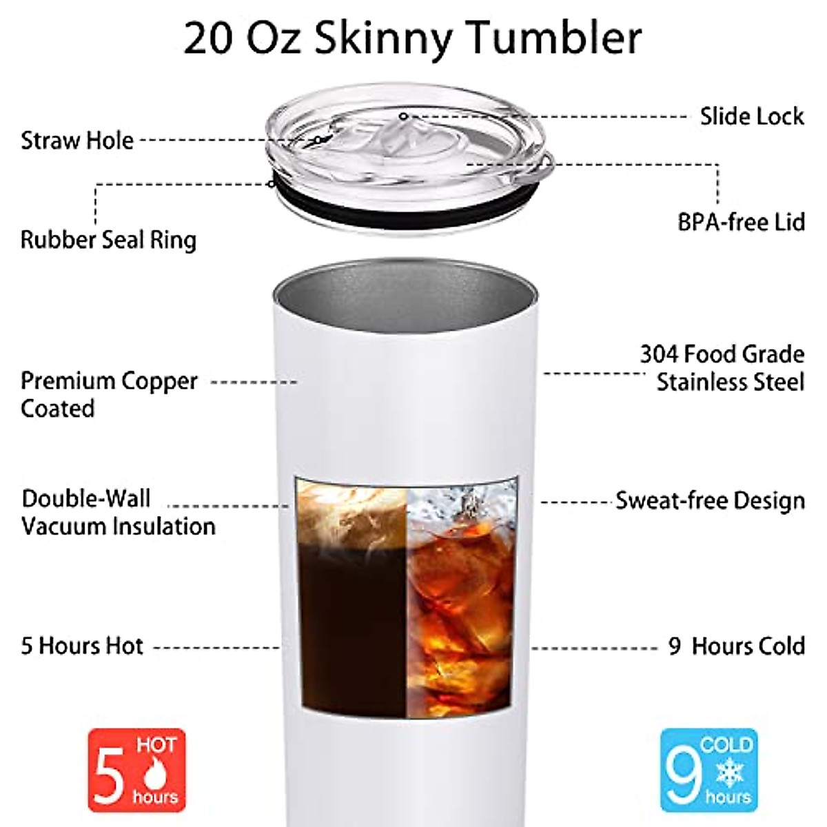 Gingprous Nurse Tumbler, Nursing Gifts for New Nurse Nurse Appreciation Gifts for Nurse Nurse Week Gifts Nurse Graduation Christmas Birthday Gifts, 20oz Insulated Stainless Steel Skinny Tumbler, White