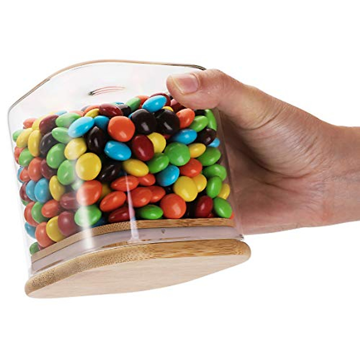 Yesland 5 Sizes Square Borosilicate Glass Canister with Sealed Bamboo Lids, Large Air Tight Glass Storage Canister and Stackable Clear Glass Jar Set for Candy, Cookie, Rice, Sugar, Flour, Pasta, Nuts