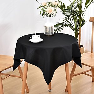 Wolkemer Small Square Tablecloth 36 x 36 Inch Washable Fabric Table Cloth Solid Black Table Cover for Nightstand End Bedside Table Tabletop Decoration