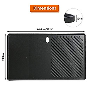 Uniflasy 7637 Grill Cooking Griddle for Weber Spirit I & II 200 Series 17.5 inch Spirit E210 Spirit E220 Spirit S210 Spirit S220 with Front Control Weber Spirit 200 Grill Replacement Flat Cooking Pan