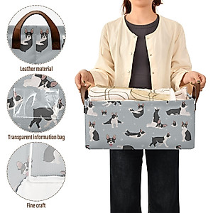 Exnundod Storage Bins Boston Terrier Pattern Collapsible Shelf Basket with Handles Yoga Dog Closet Organizers and Storage Bins with Metal Frames for Bedroom, Living Room Dorm,1PC