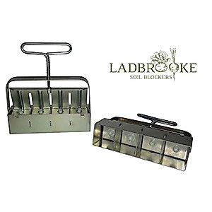 Ladbrooke Genuine Soil Block Maker - 6-Pc. Master Grower Nesting System Includes Maxi, Mini 4, Micro 20, Cubic Inserts, 1" Seed Dibbles, and Grow Tweezers, Made in England