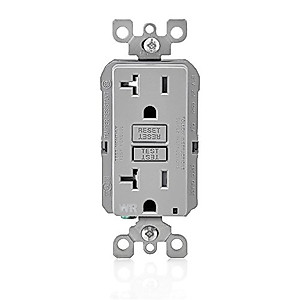 Leviton GFWT2-GY Self-Test Smartlockpro Slim GFCI Weather-Resistant & Tamper-Resistant Receptacle with LED Indicator, 20 Amp, 10 Pack, Gray