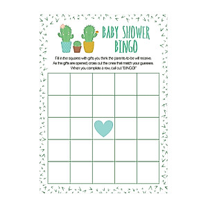 Cactus Bingo Baby Shower Game - 24 Count