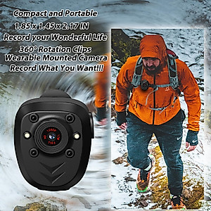 64GB Body Camera Police Civilians Patrol Portable Body Mounted Camcorder 1080P Night Vision 6 Hours Battery Life Recording Wearable Video Recorder for Law Enforcement Indoor Outdoor Security