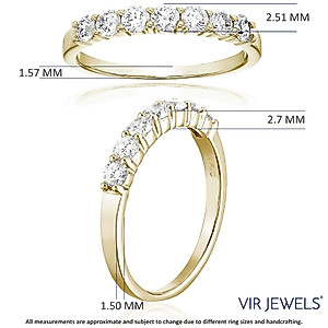 Vir Jewels 1/2 carat (ctw) Diamond Wedding Anniversary Band for Women, Round Diamond Engagement Ring 14K Yellow Gold Prong Set 0.50 cttw, Size 5